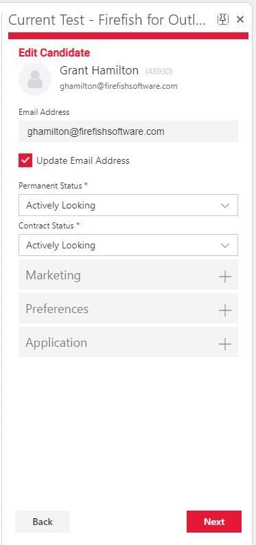 Using the Firefish Outlook Email Add-In