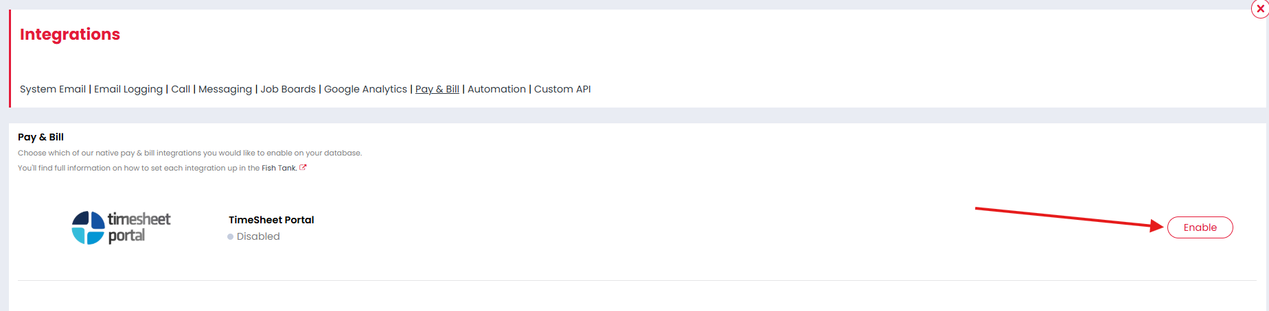Integrate with Timesheet Portal