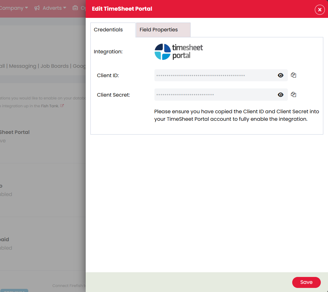 Integrate with Timesheet Portal